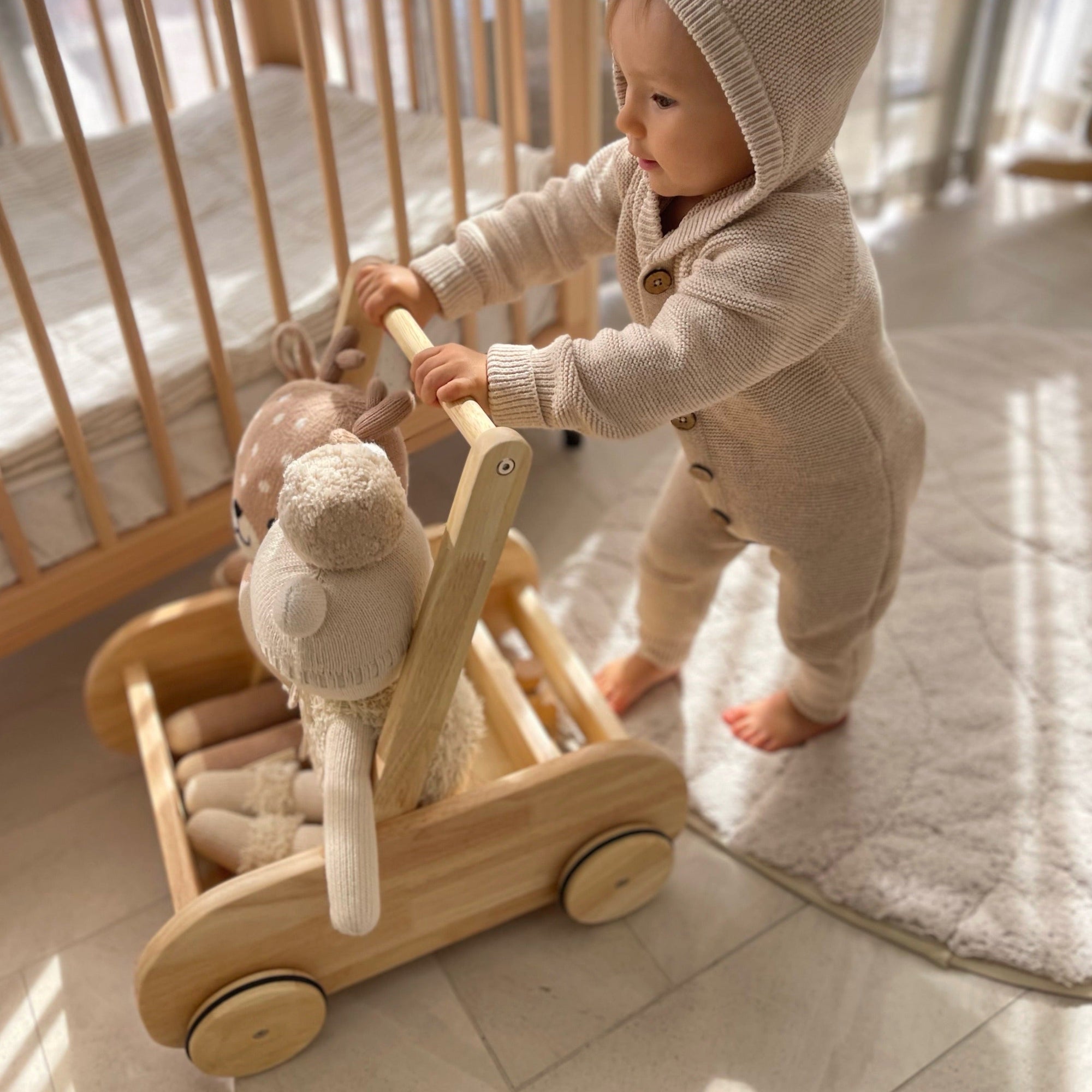 Wooden Adjustable Speed Control Baby Walker - My Duckling NZ