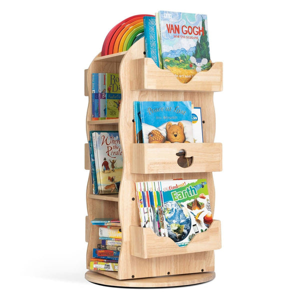 BINDI Revolving Solid Wood Bookcase - My Duckling NZ